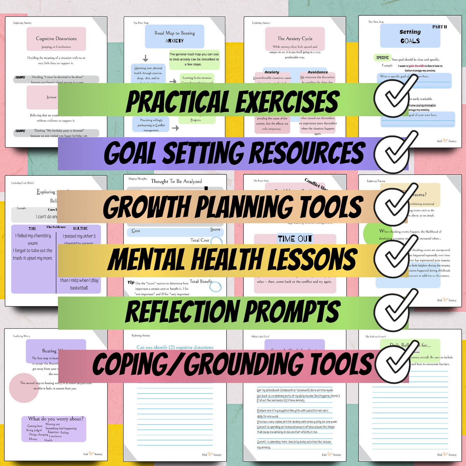 Anxiety Therapy Workbook Printable Worksheets for Panic Worry and ...