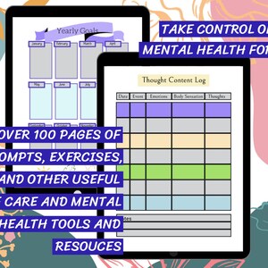 CBT Journal Therapy Worksheets and Printable Mental Health Workbook ...