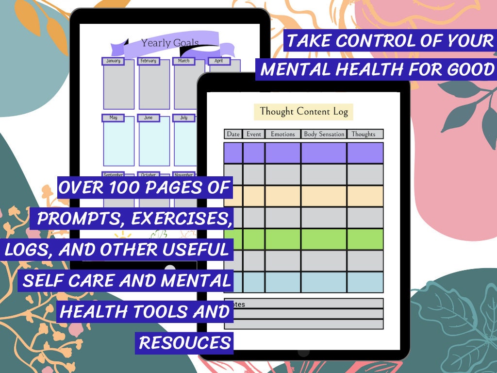 CBT Journal Therapy Worksheets and Printable Mental Health Workbook ...