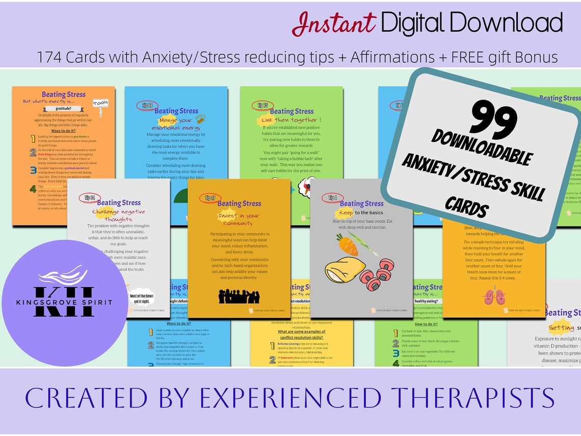 Anxiety Stress Skill Flashcard Mega Bundle Positive Affirmations Stress ...