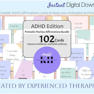 ADHD Help Printable Positive Affirmation Cards Self Care Management ...