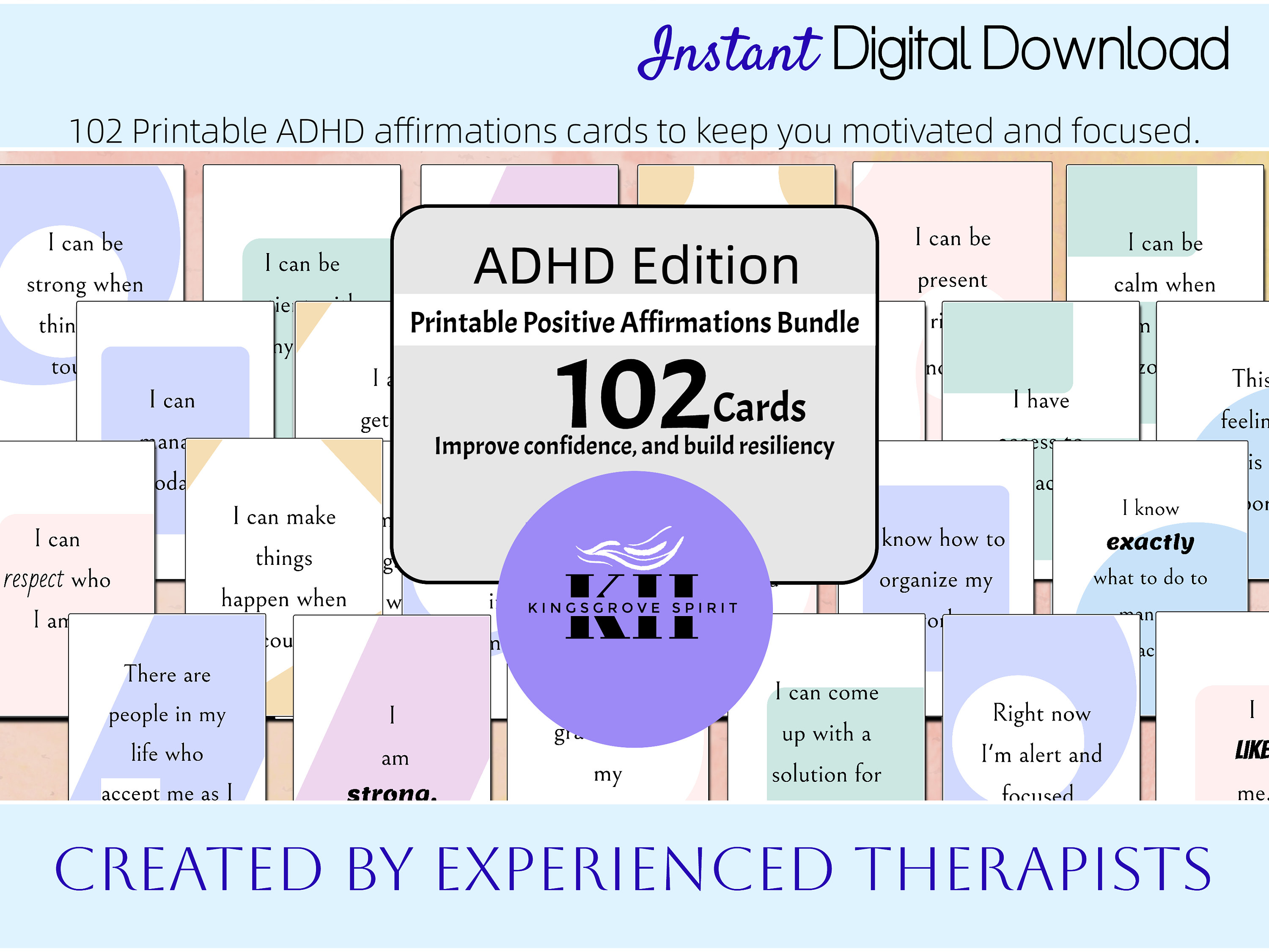 ADHD Help Printable Positive Affirmation Cards Self Care Management ...