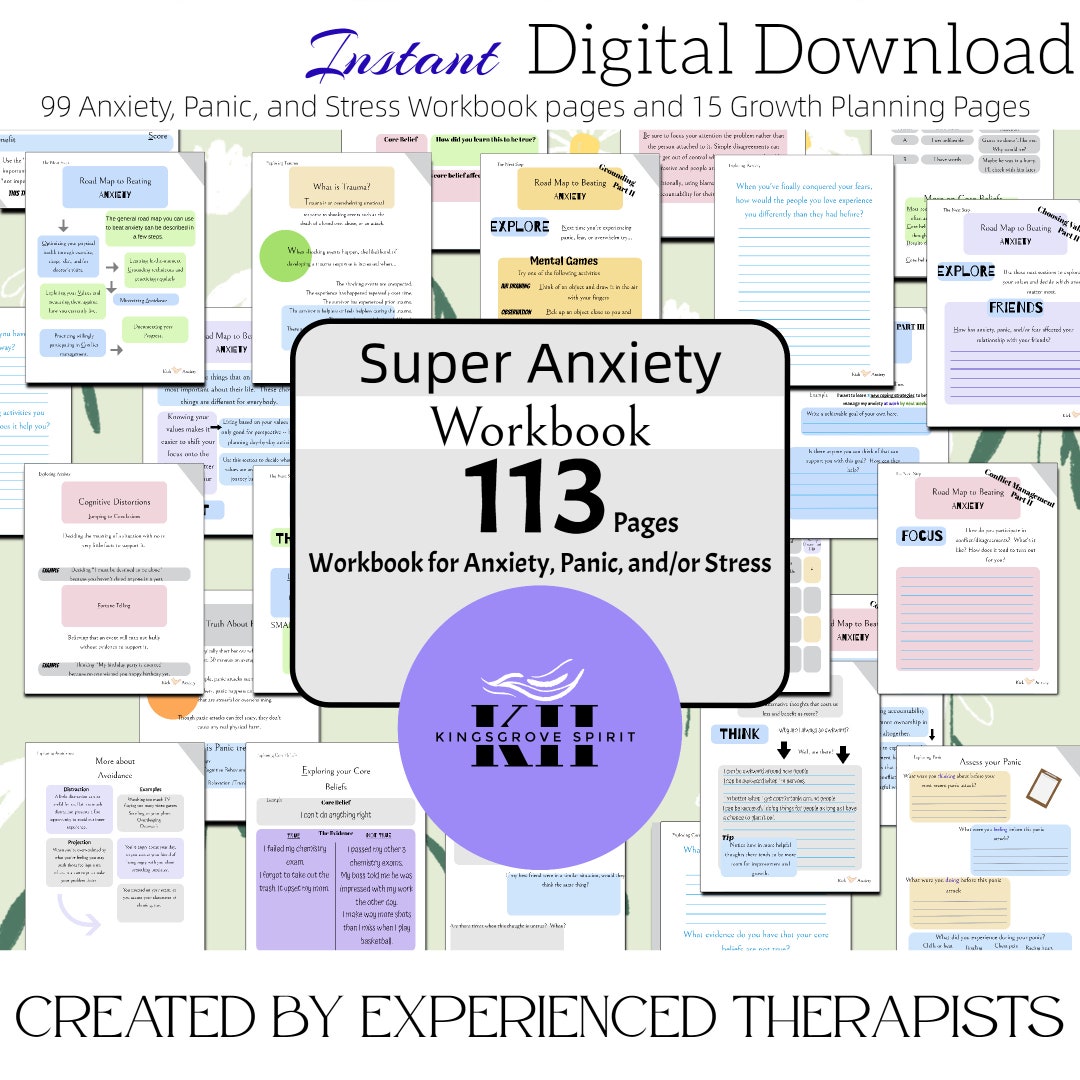 Anxiety Therapy Workbook Printable Worksheets for Panic Worry - Etsy