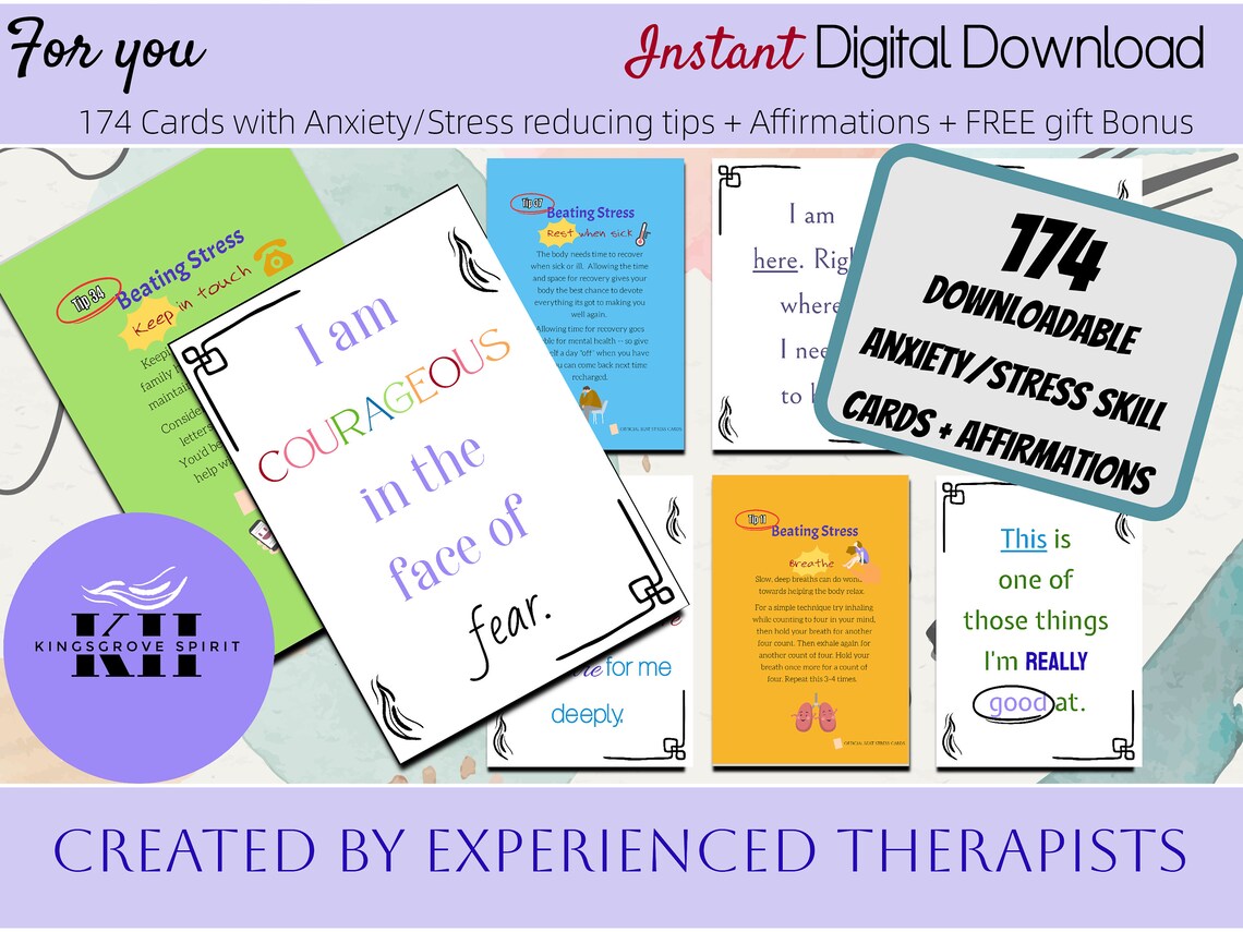 Anxiety Stress Skill Flashcard Mega Bundle Positive Affirmations Stress ...