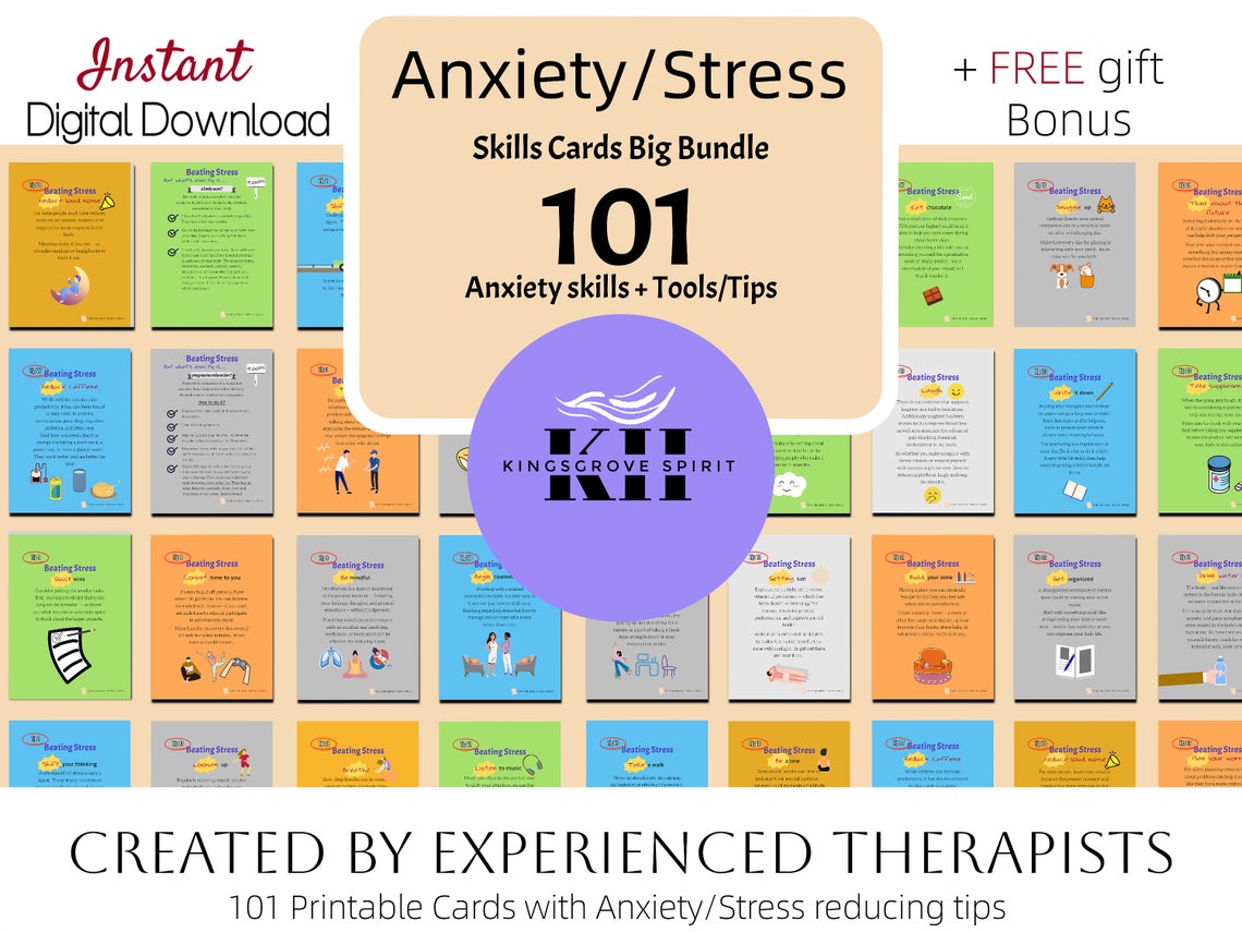 Anxiety Skills Management Flash Cards Bundle Cognitive Behavioral and ...