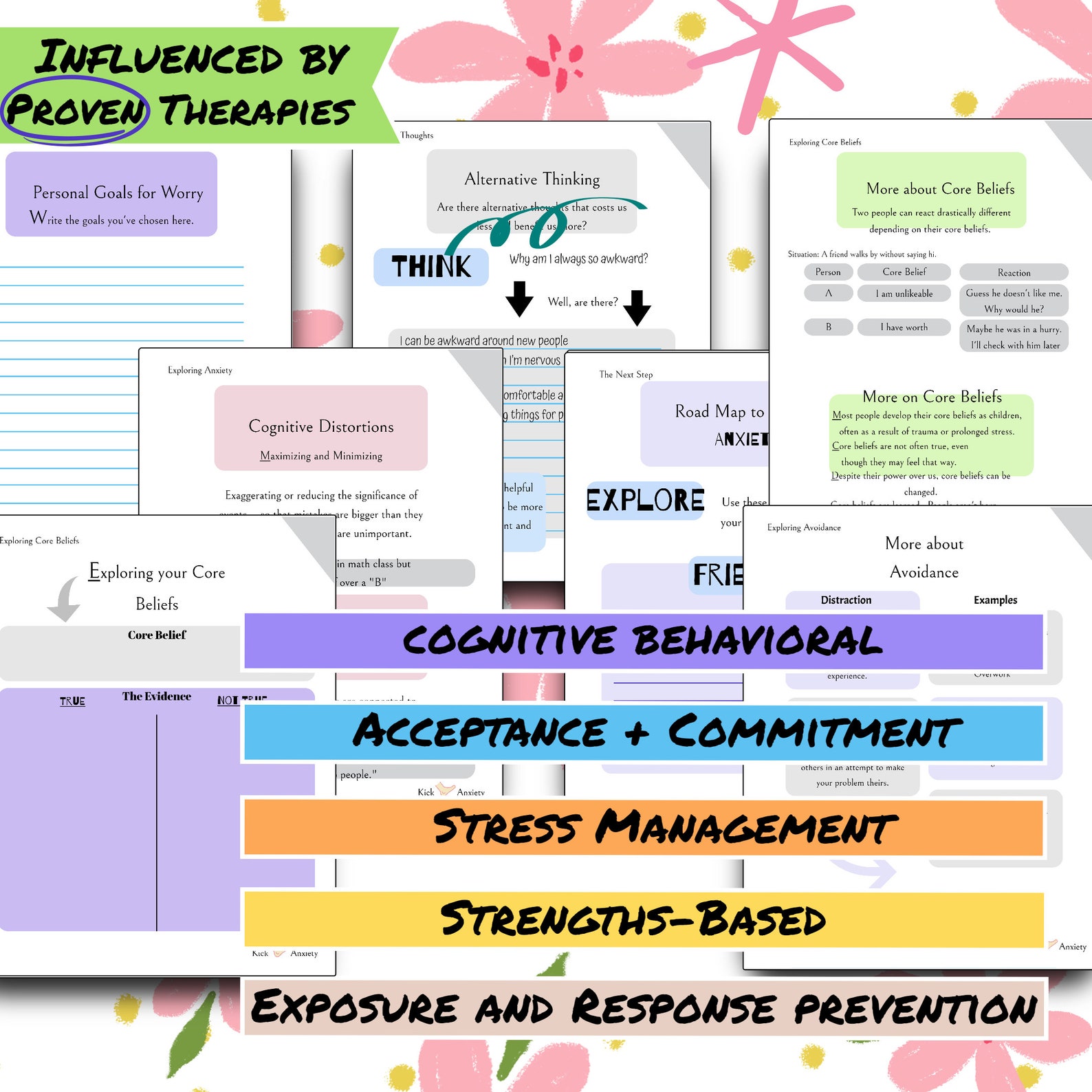 Anxiety Therapy Workbook Printable Worksheets for Panic Worry and ...