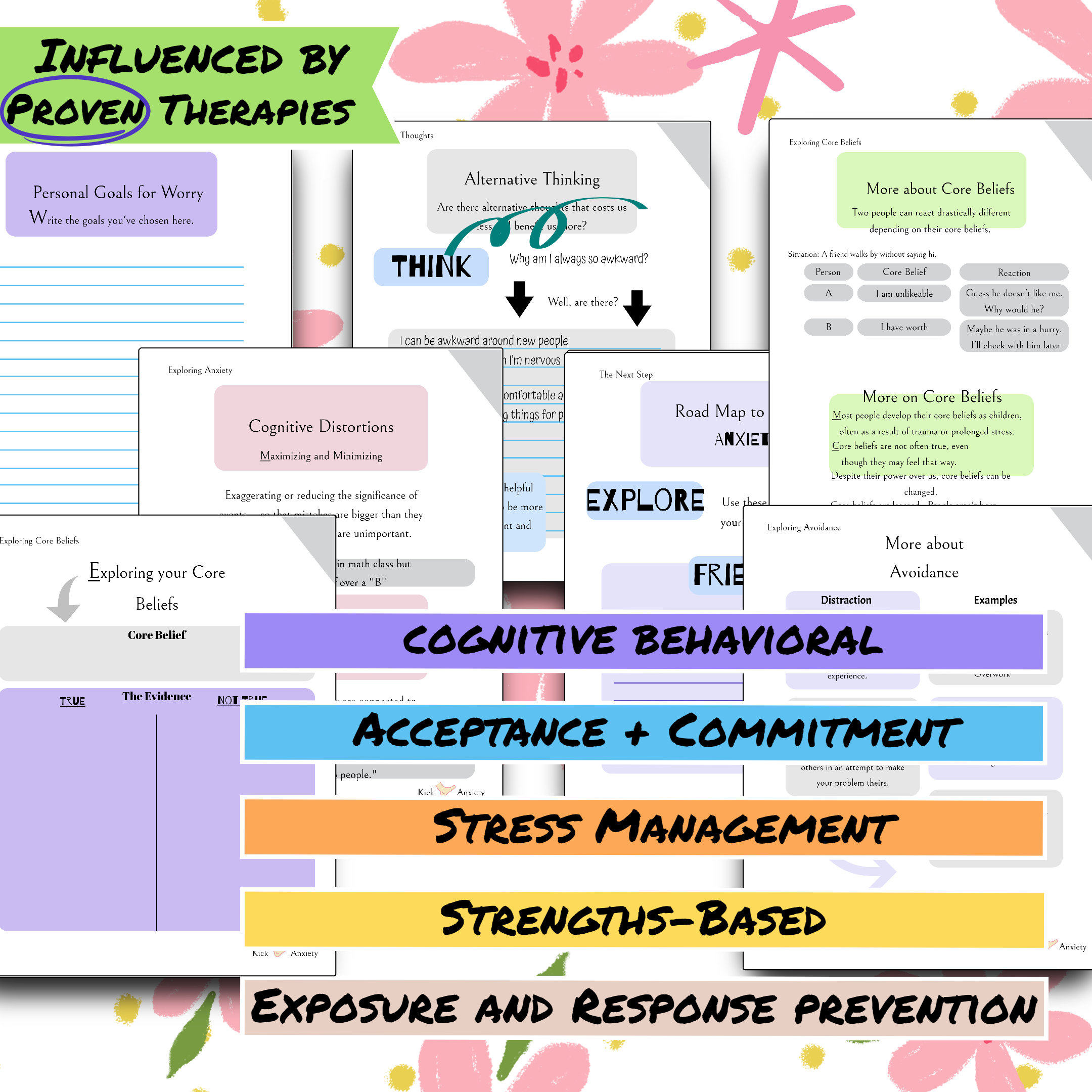 Anxiety Therapy Workbook Printable Worksheets for Panic Worry and ...