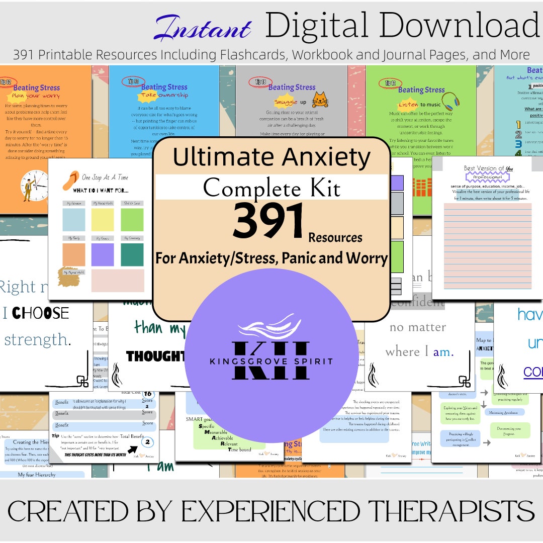 Complete Anxiety Panic Worry Stress Mental Health Worksheet Bundle W ...