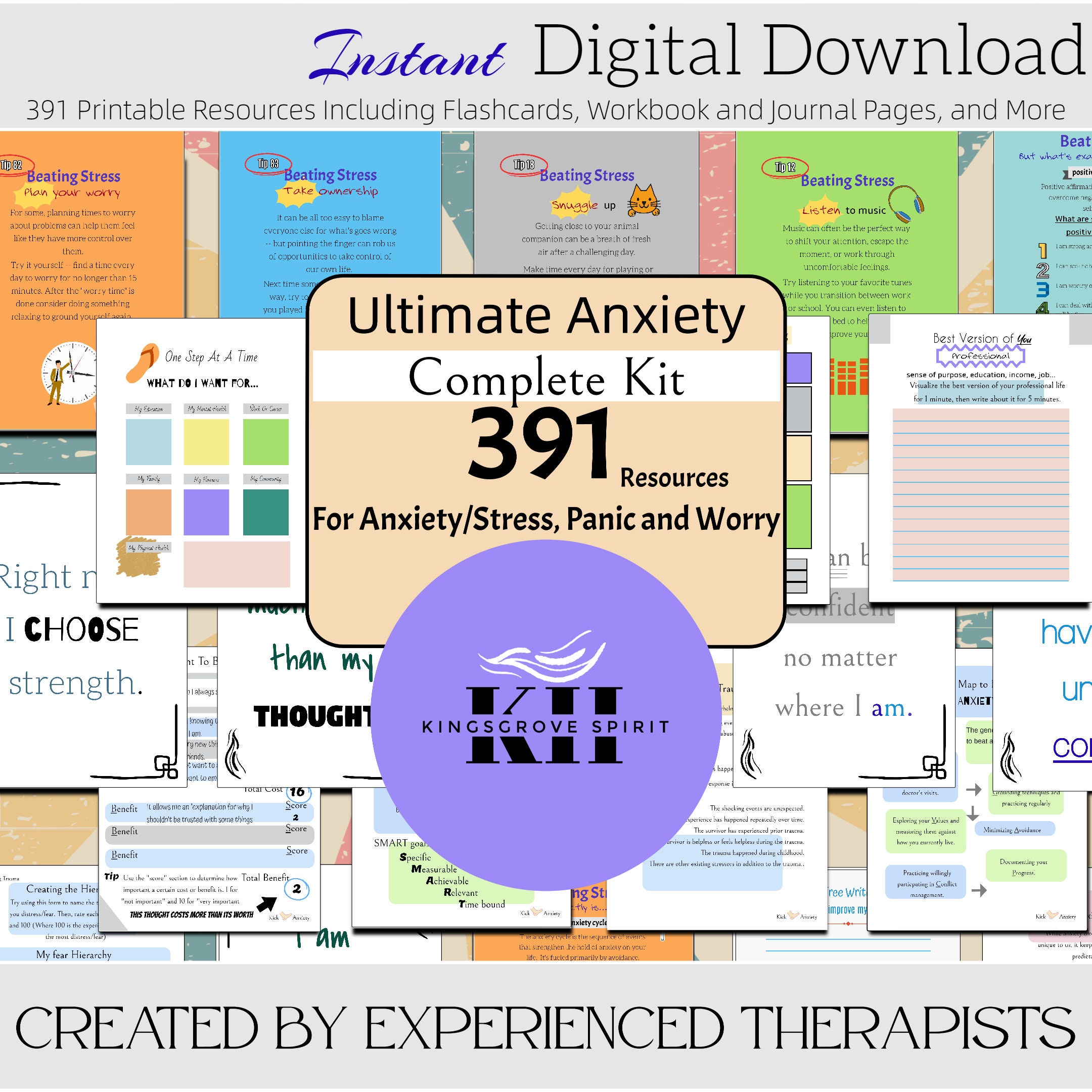 Complete Anxiety Panic Worry Stress Mental Health Worksheet Bundle W ...