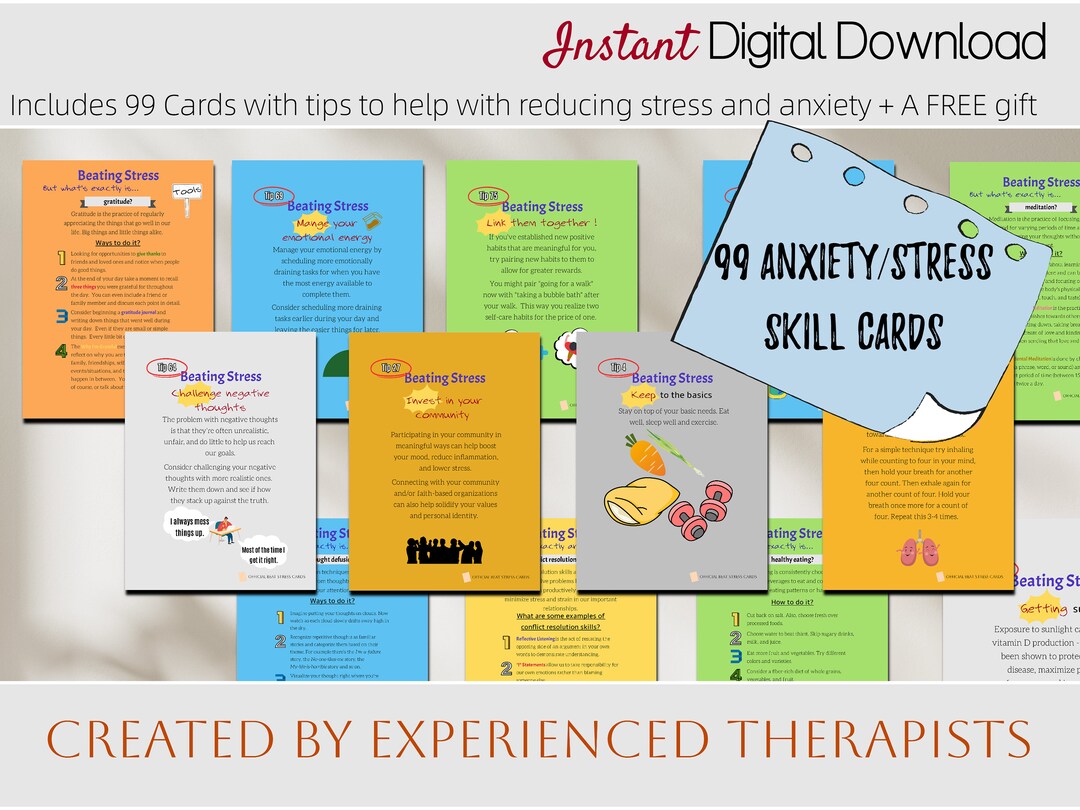 Anxiety Coping Skills Cards Stress Relief Gift Anxiety - Etsy