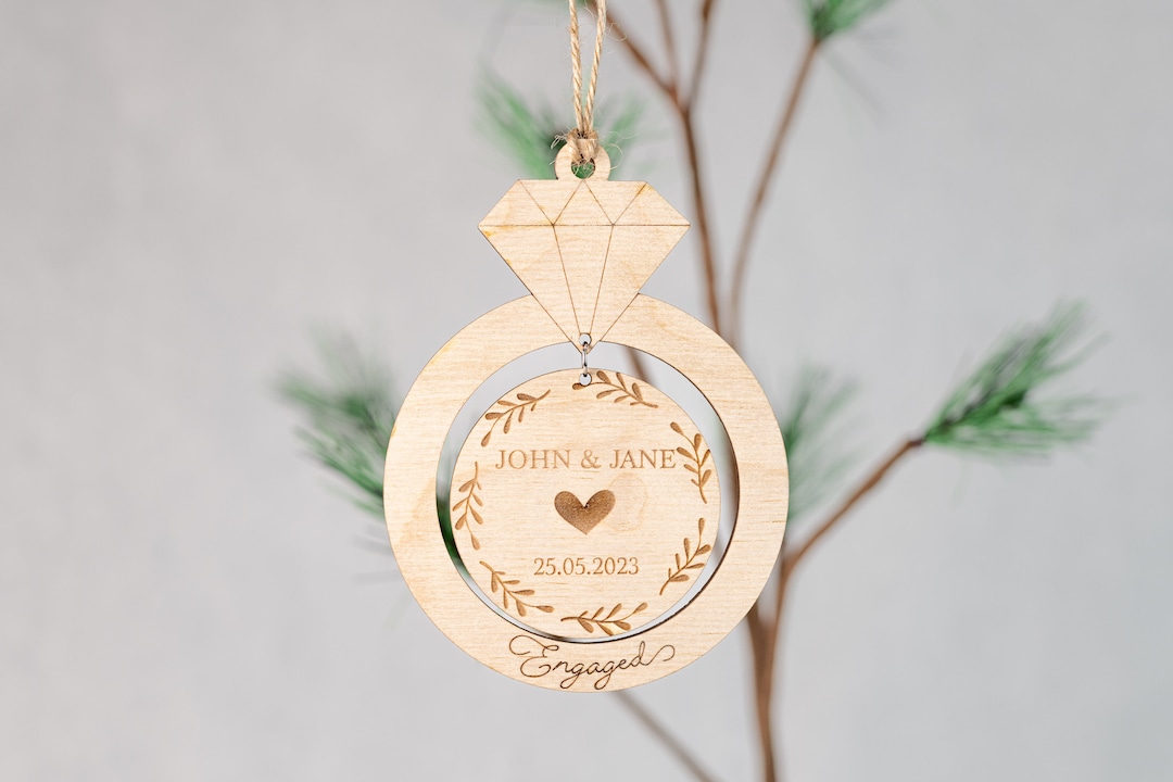 Personalized Engagement Ornament Christmas, Custom Engagement Ring ...