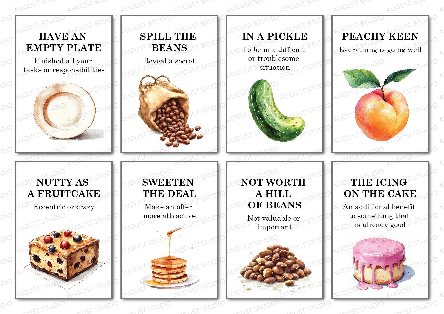 32 English Idioms Cards Printable Flash Cards, Idioms Printable ...