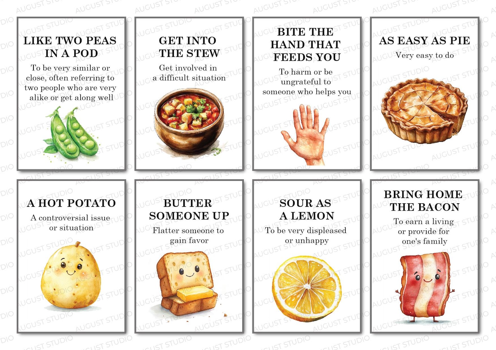 32 English Idioms Cards Printable Flash Cards, Idioms Printable ...