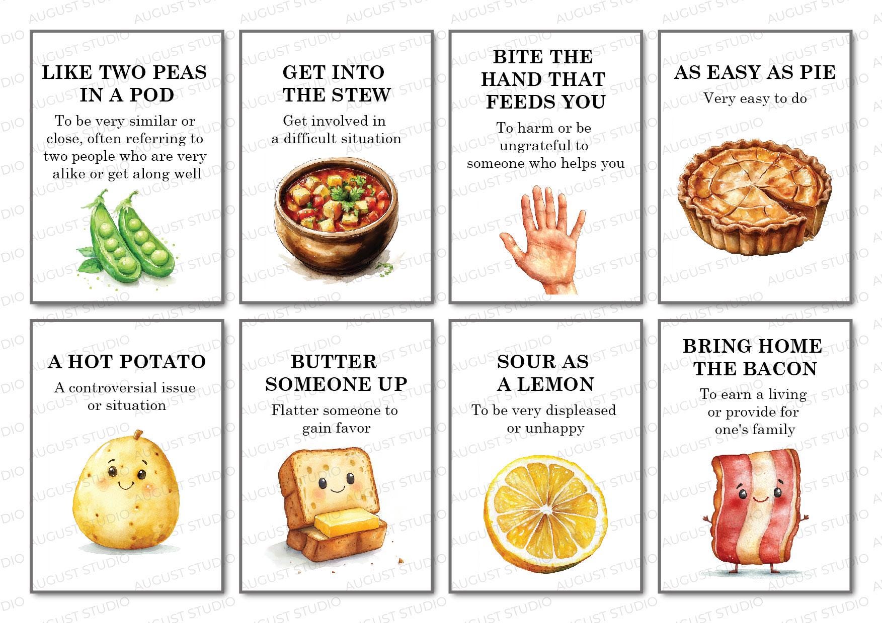 32 English Idioms Cards Printable Flash Cards, Idioms Printable ...