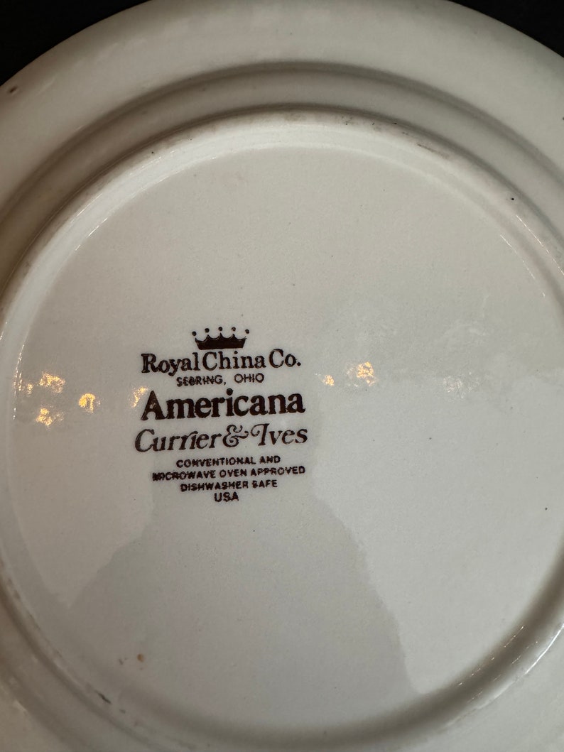 Set of Two Vintage Currier & Ives Royal China Co. Americana Dinner ...