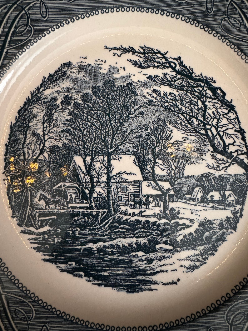 Set of Two Vintage Currier & Ives Royal China Co. Americana Dinner ...