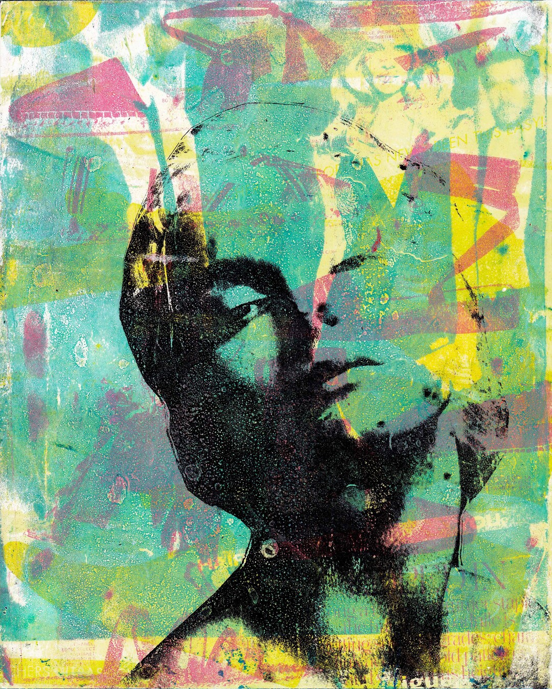 Sandra Multi Layered Gel Plate Print original Art Collage Art Print ...