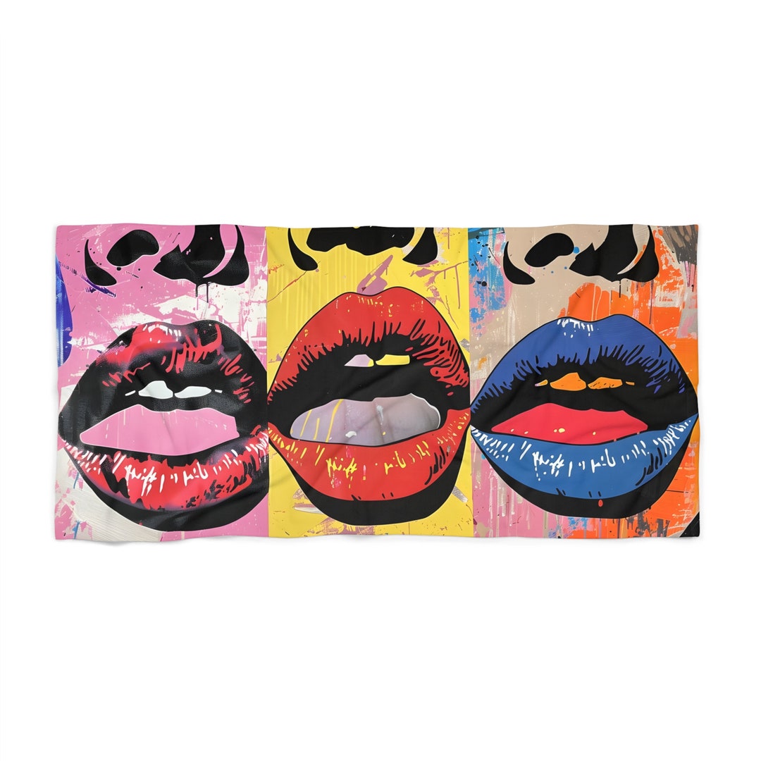 Three Lips Pop Art Summer Beach Towels - Etsy