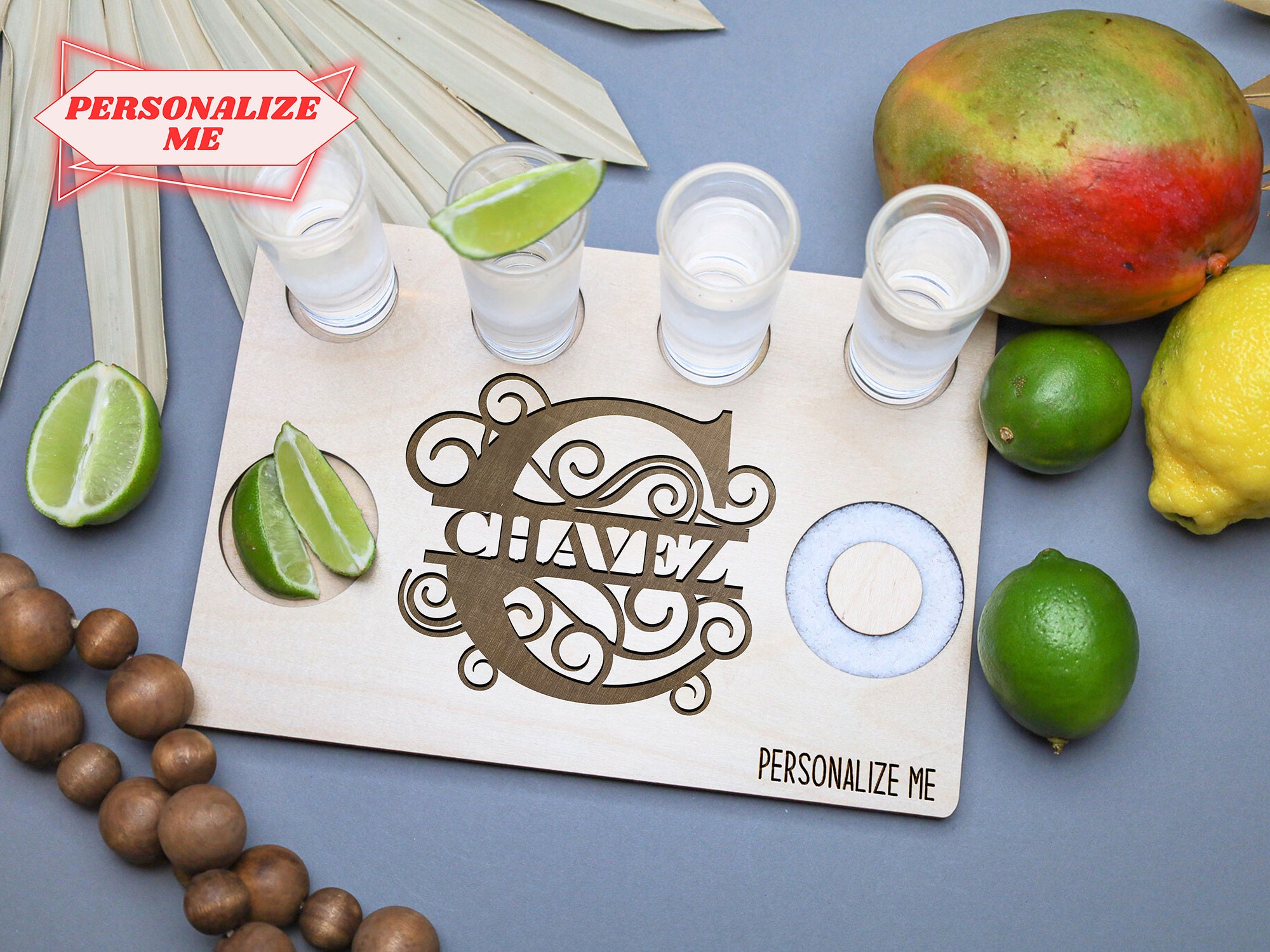 Monogram Letter Personalized Tequila Board Tequila Flight - Etsy