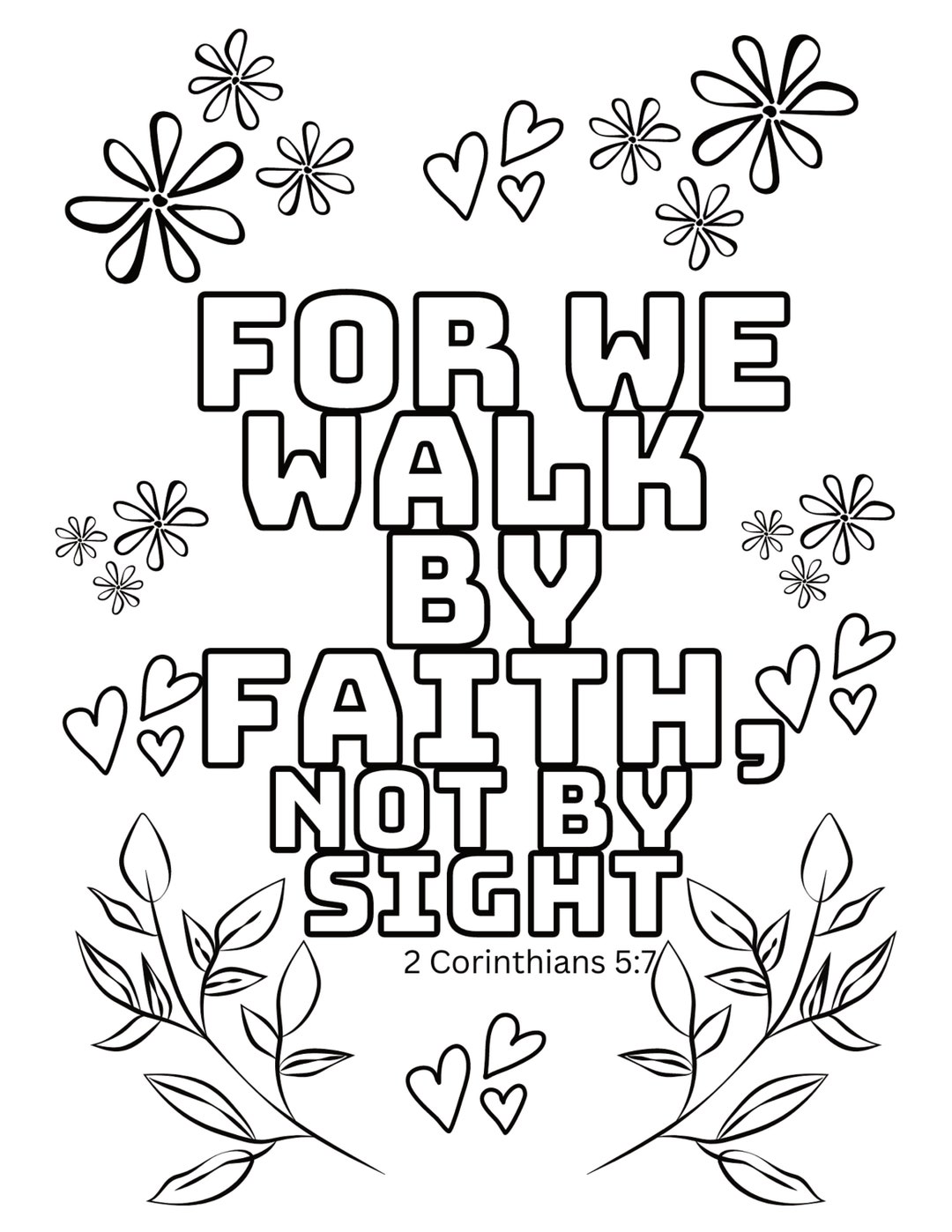 Walk by Faith Coloring Page - Etsy