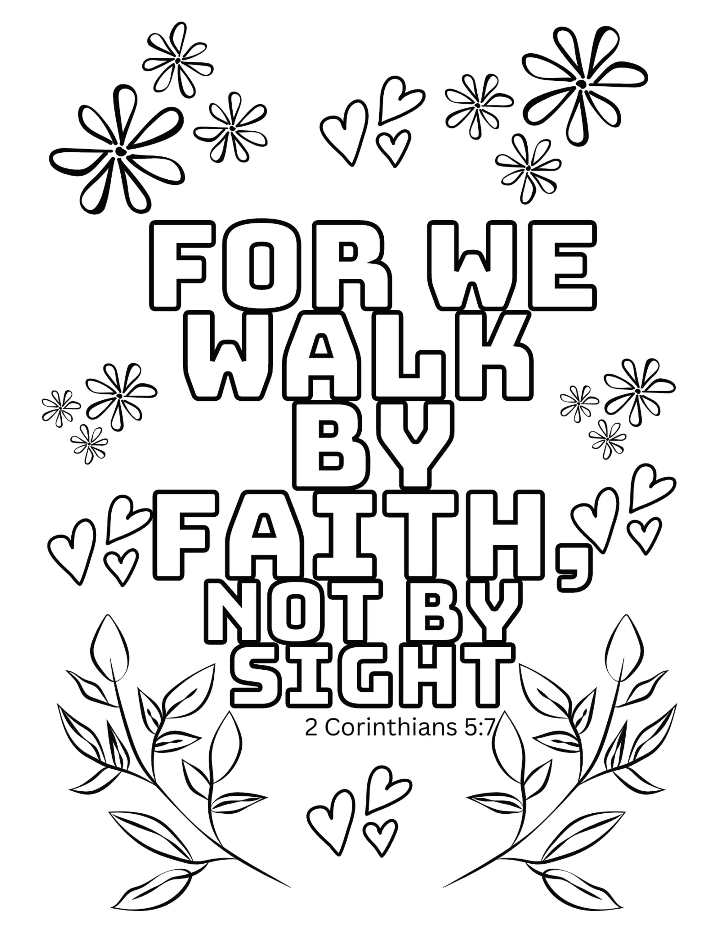 Walk by Faith Coloring Page - Etsy