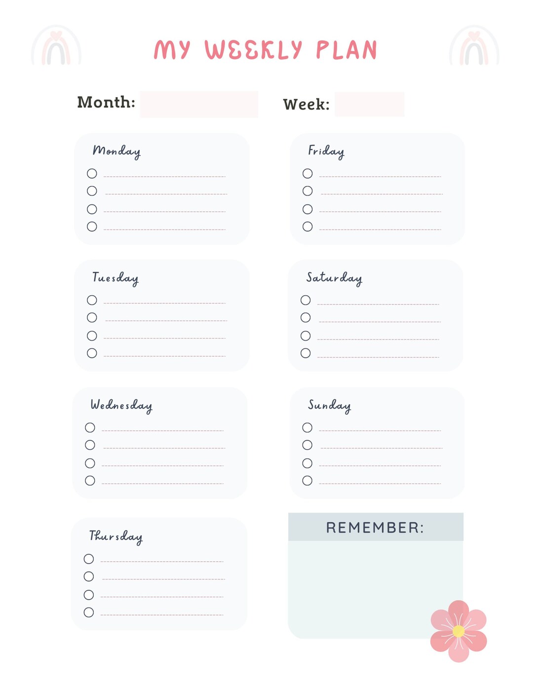 My Weekly Planner, Digital and Printable Agenda - Etsy