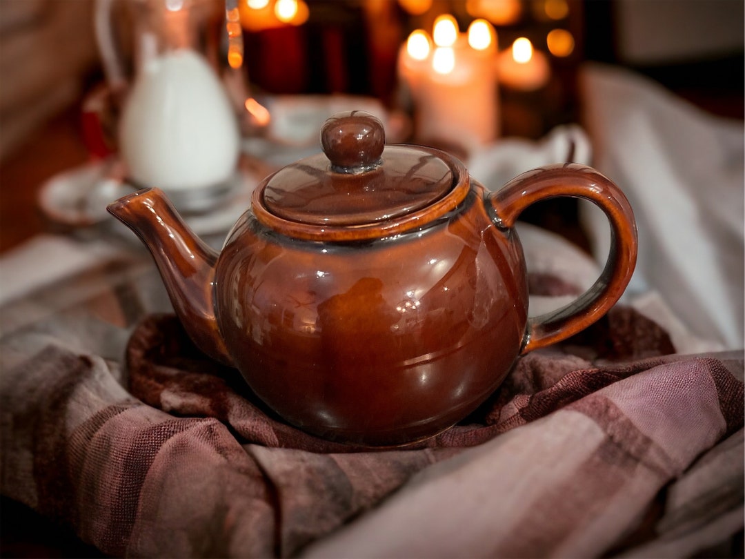 Vintage Gkazed Pottery BOHO Teapot Rustic Brown Glaze Teapot With Lid ...