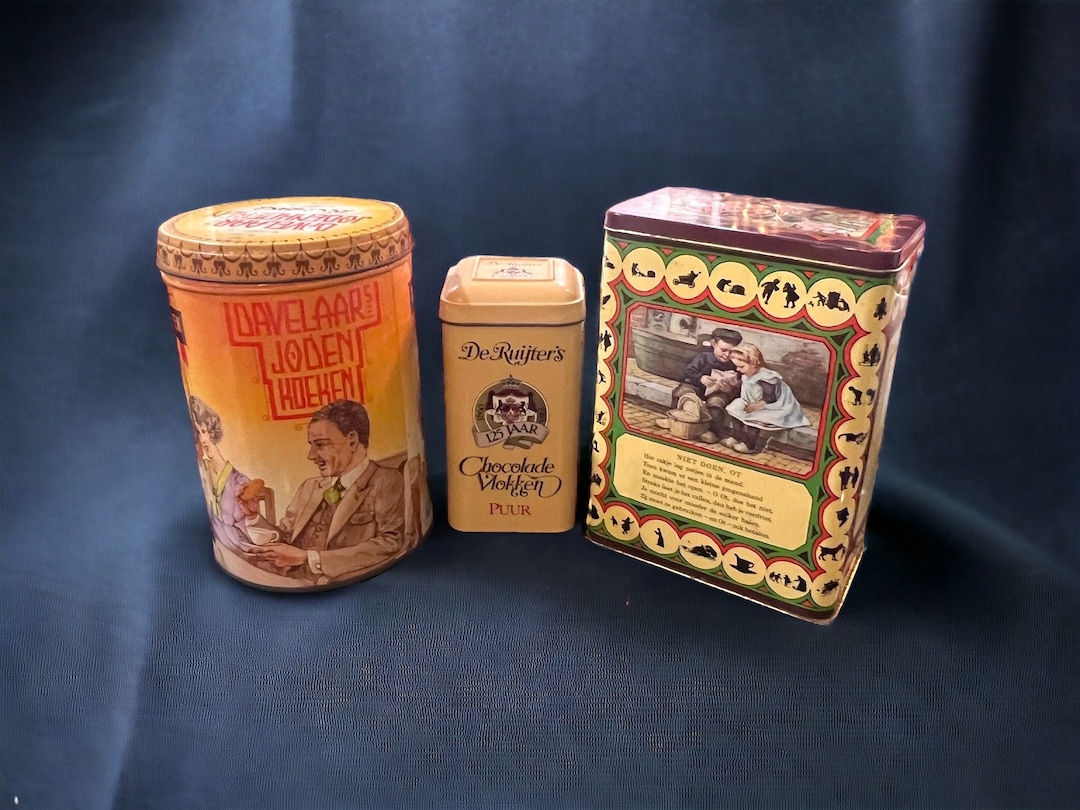 Old Chocolate Tins Set of Three Tins Old Vintage Kitchen Decor Rare Old ...