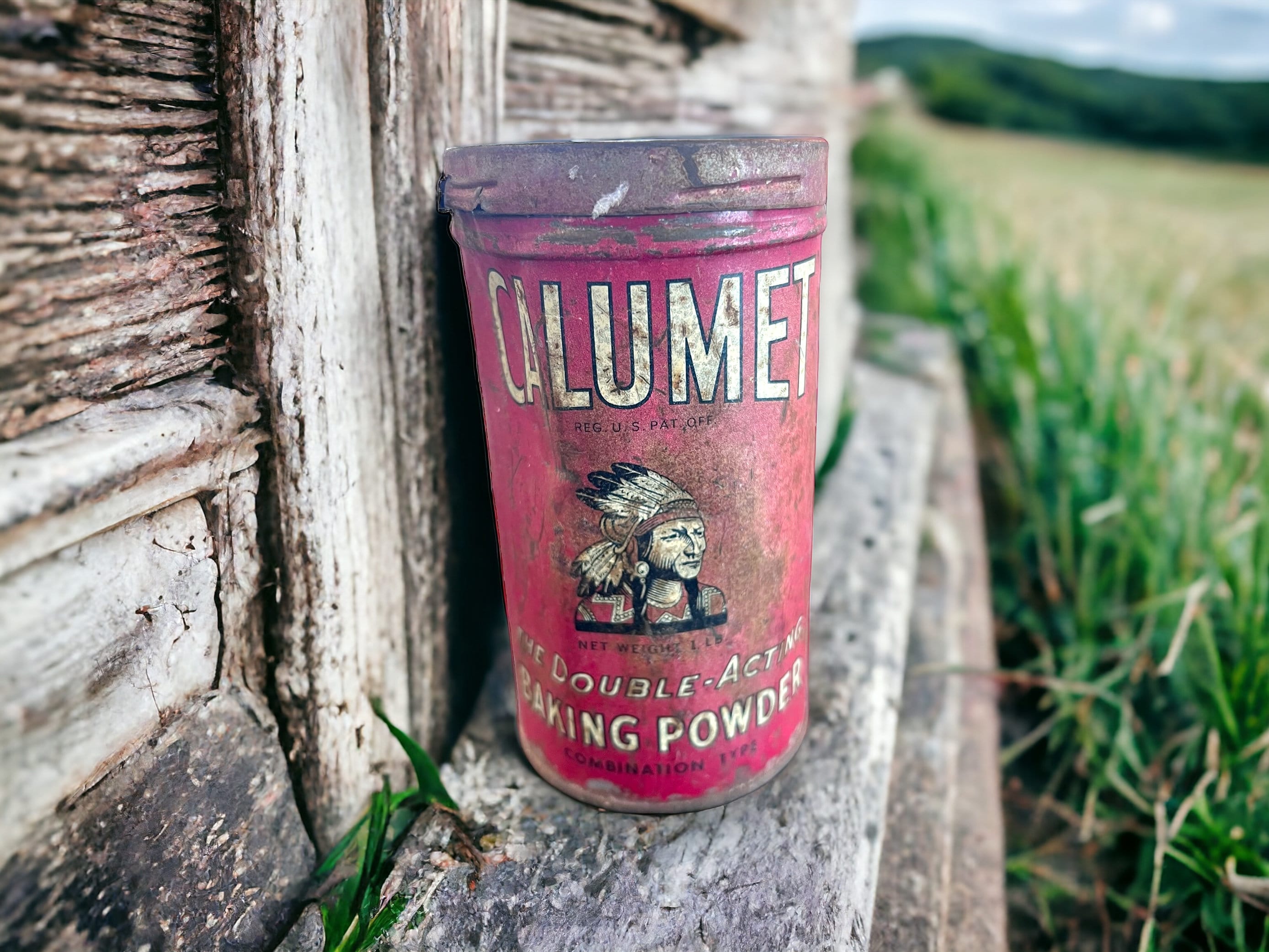 Rare Tin Antique Chippy Advertising Calumet 1lb Baking Powder Tin ...