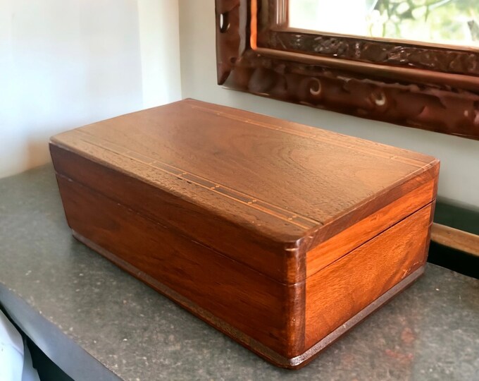 Antique Inlaid Memory Wood Box Vintage Handmade Photo Box Unique Rare ...