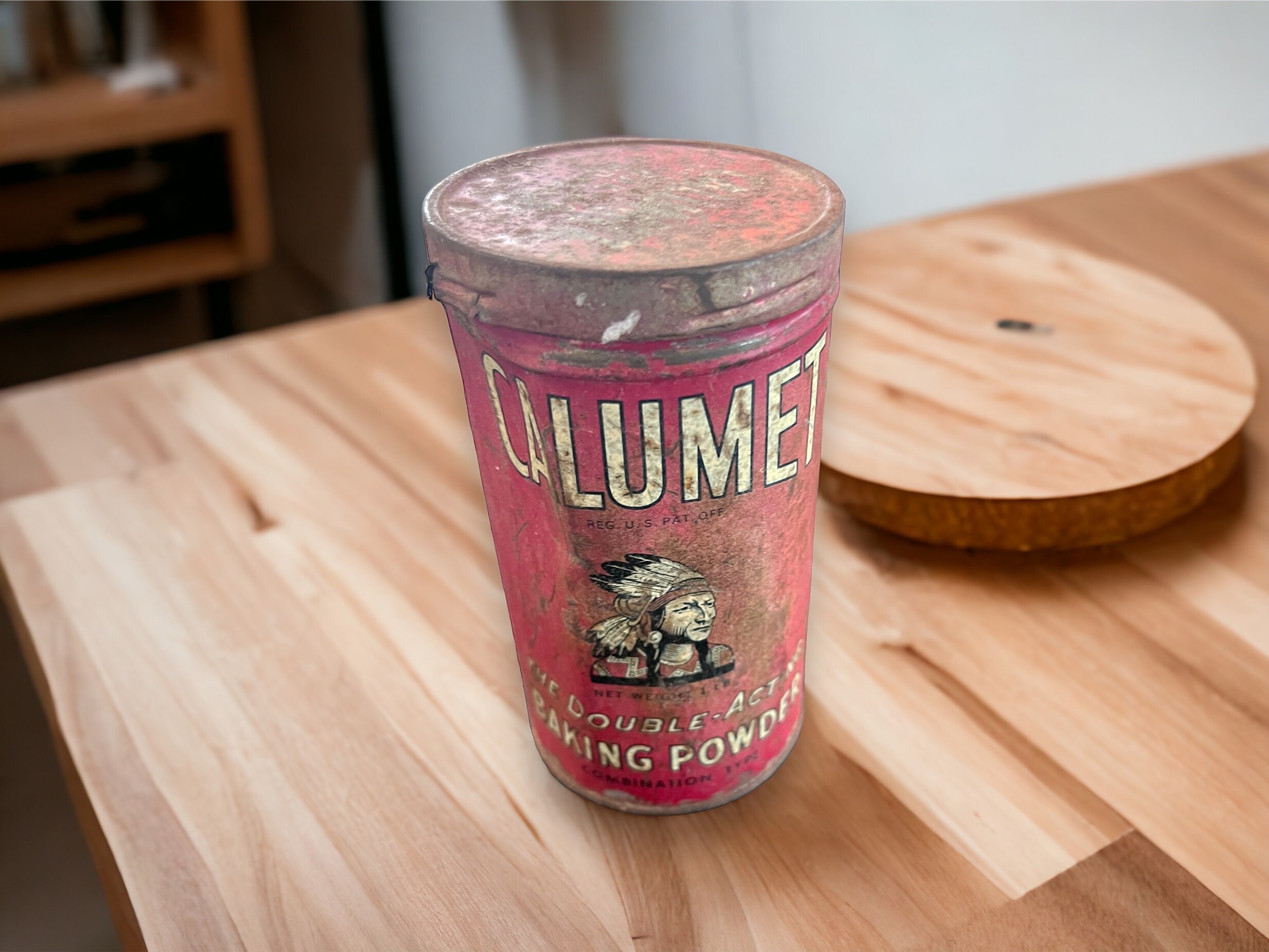 Rare Tin Antique Chippy Advertising Calumet 1lb Baking Powder Tin ...