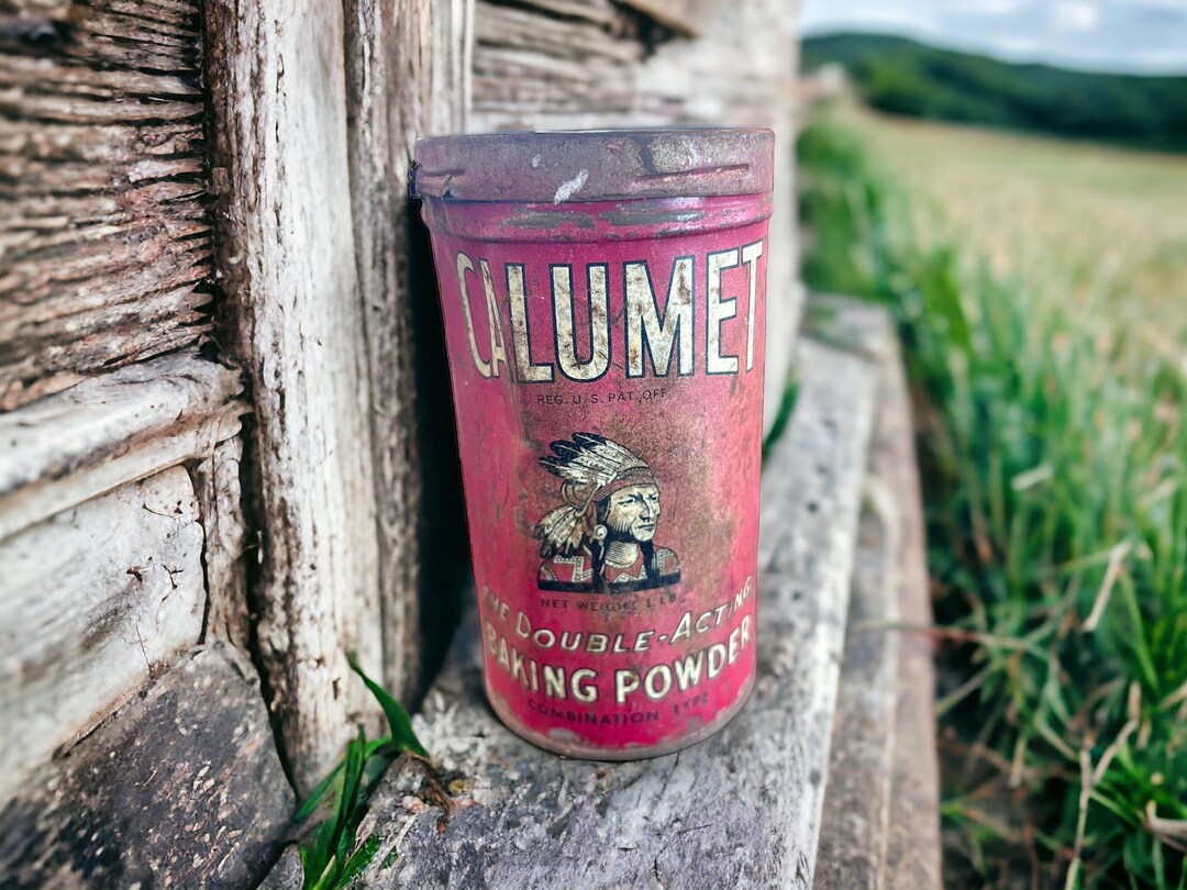 Antique Calumet Baking Powder Tin: 1920s Chippy Red Kitchen Decor ...