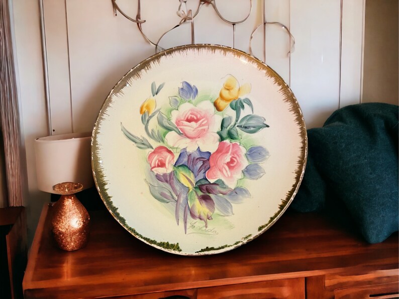 Vintage Plate Handpainted Roses 6.5 Inch Gold Rimmed Plate - Etsy