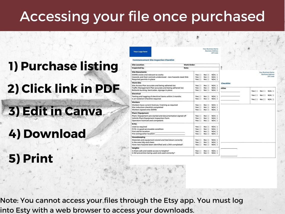 Editable Commencement Site Inspection Checklist Template; Canva ...