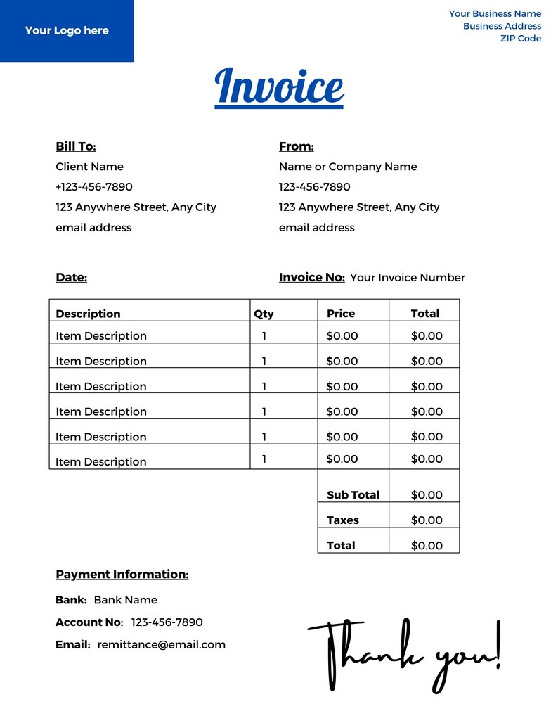Editable Invoice Template Canva Editable Invoice Template Invoicing ...