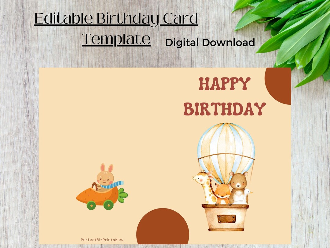 Editable Birthday Card Printable Birthday Card for Families and Kids ...