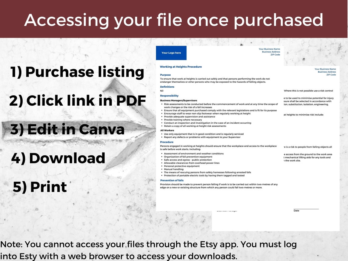 Editable Working at Heights Procedure Template, Working at Heights ...