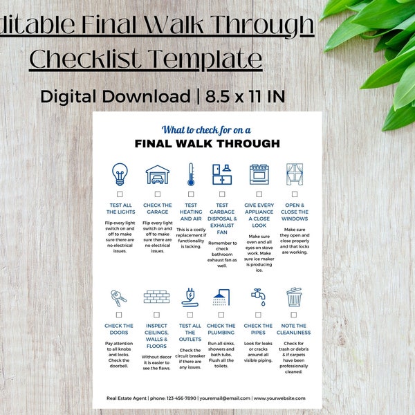 Final Walk Through Checklist - Etsy