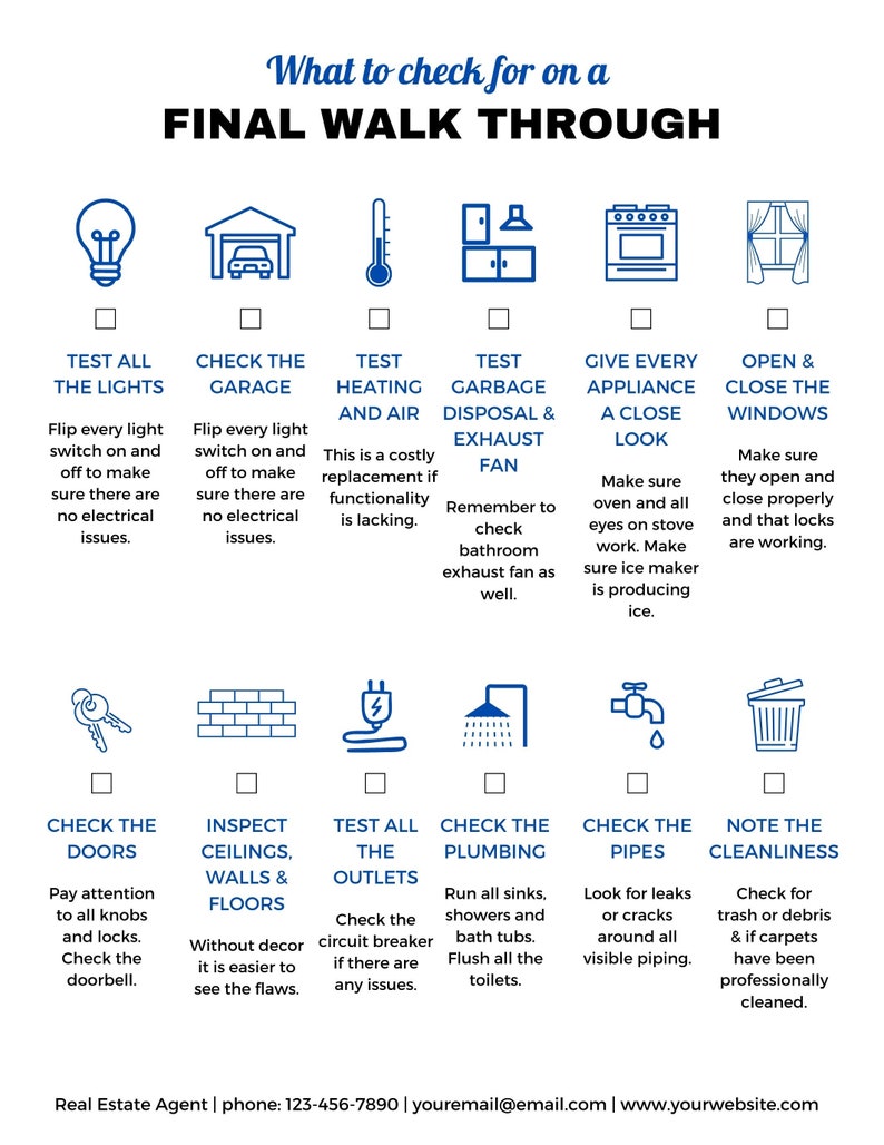 Buyer Final Walk Through Checklist Real Estate Home Checklist Editable ...