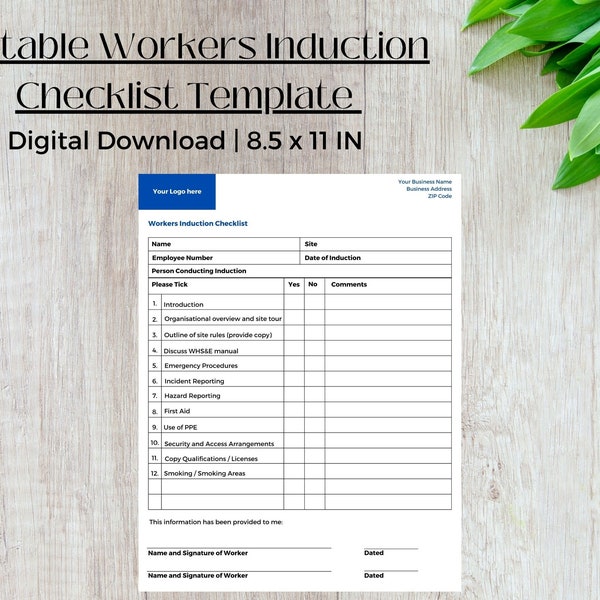 Employee Induction Checklist Template - Etsy