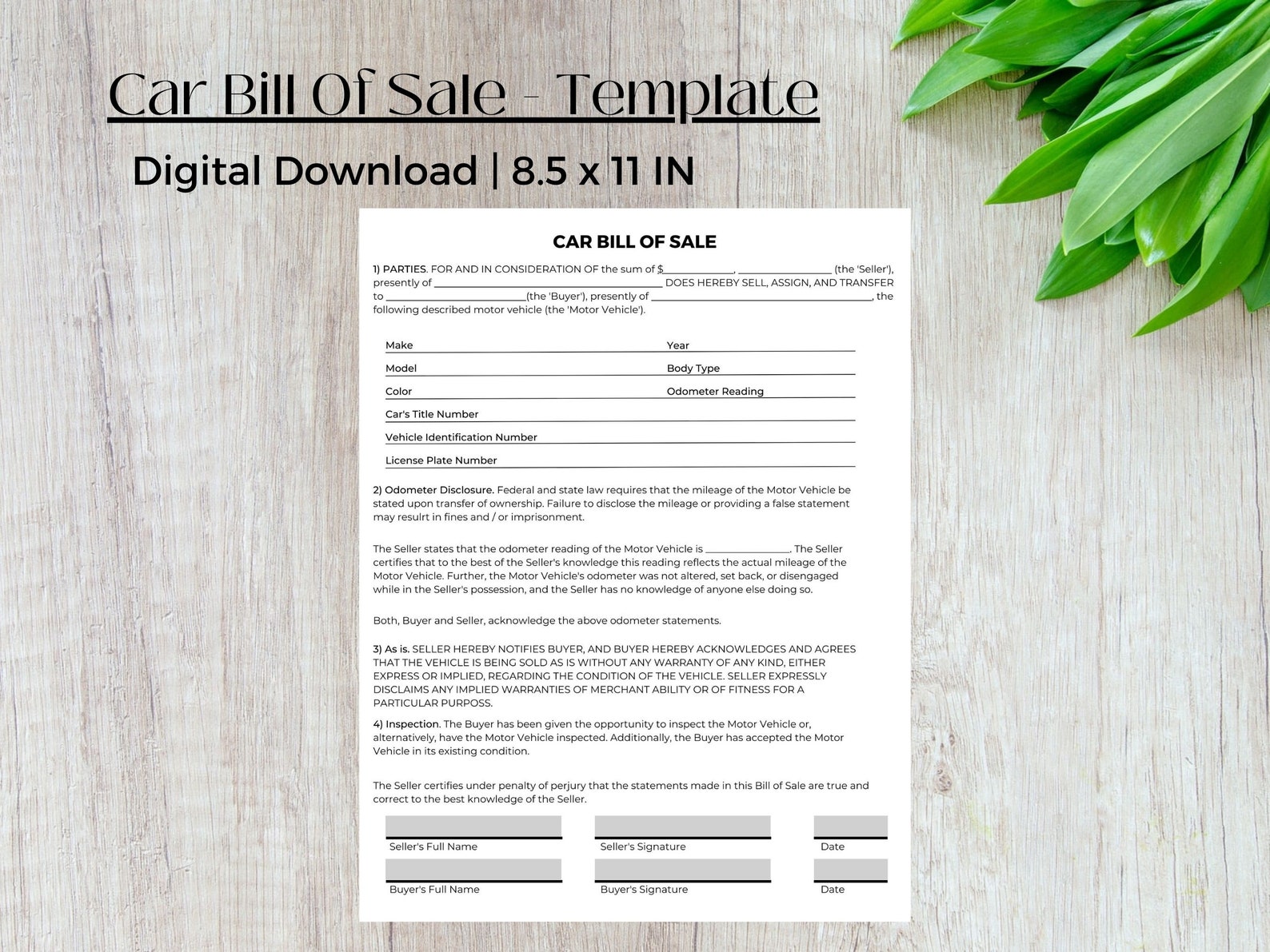 Bill of Sale for Car, as is Bill of Sale Car, Car Bill of Sale, Bill of ...