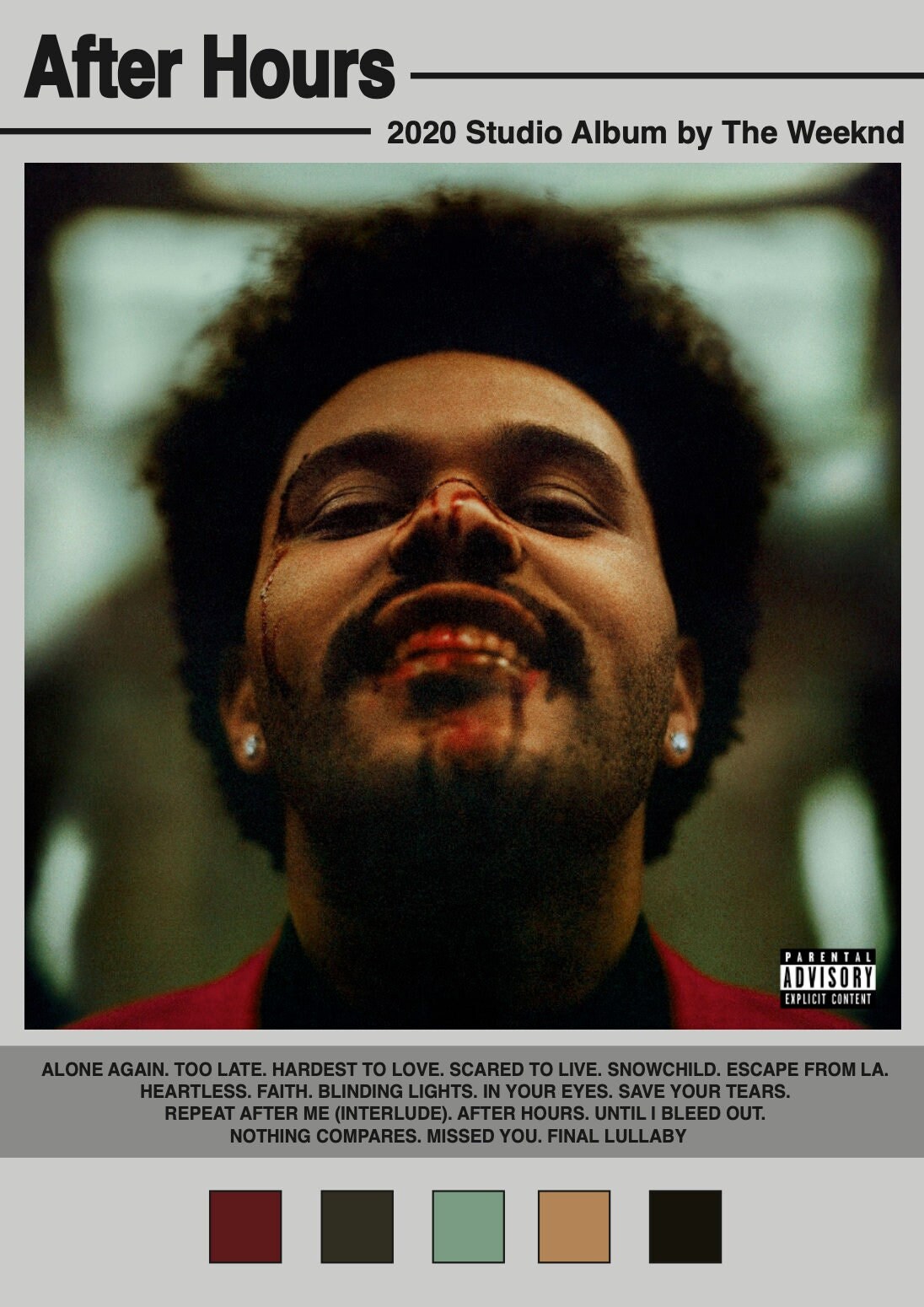 THE WEEKND After Hours Tracklist Poster - Etsy