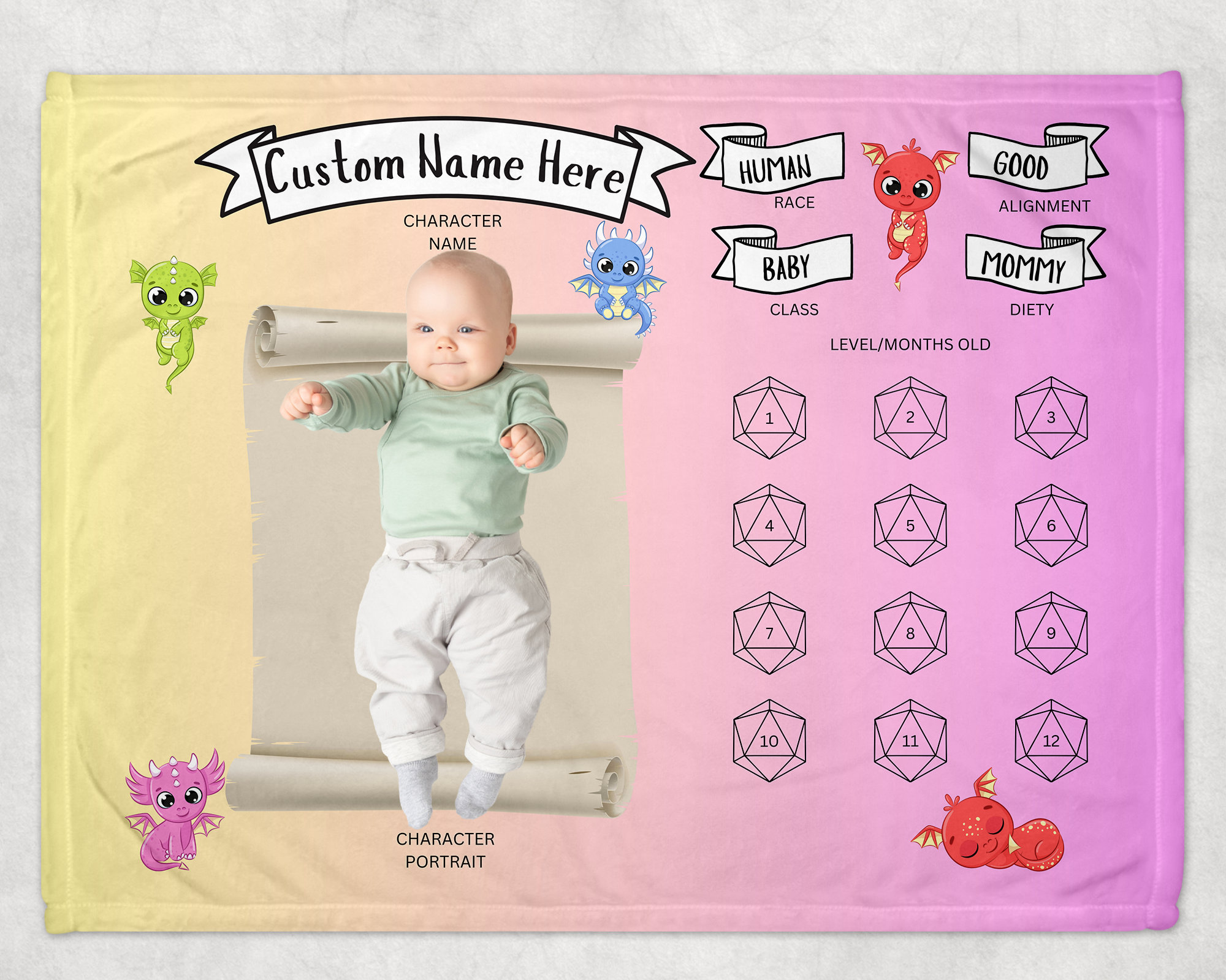 Baby Milestone Blanket, DND Baby Gift, Dungeons and Dragons Baby Shower ...