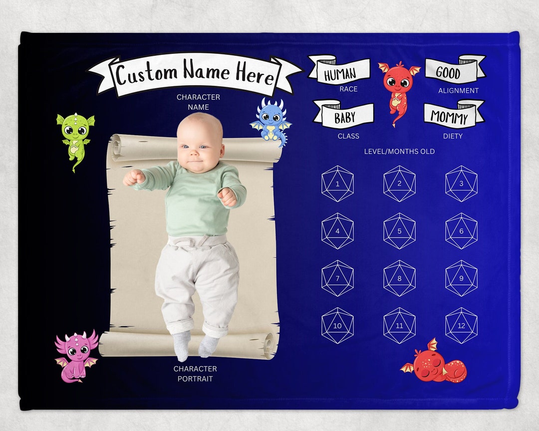 Baby Milestone Blanket, DND Baby Gift, Dungeons and Dragons Baby Shower ...