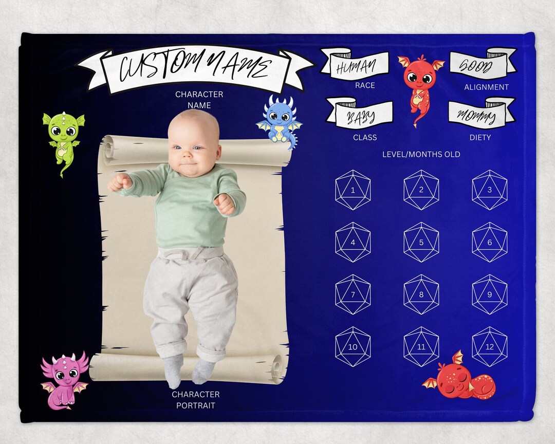 Baby Milestone Blanket, DND Baby Gift, Dungeons and Dragons Baby Shower ...