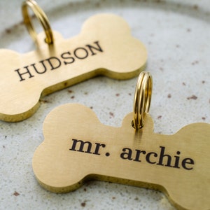 Personalized Bone Dog Tag | Thick 3mm Pet ID Tag Shaped Like a Dog Bone ...