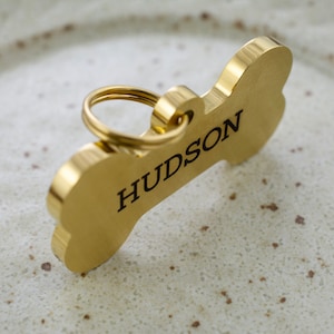 Personalized Bone Dog Tag | Thick 3mm Pet ID Tag Shaped Like a Dog Bone ...