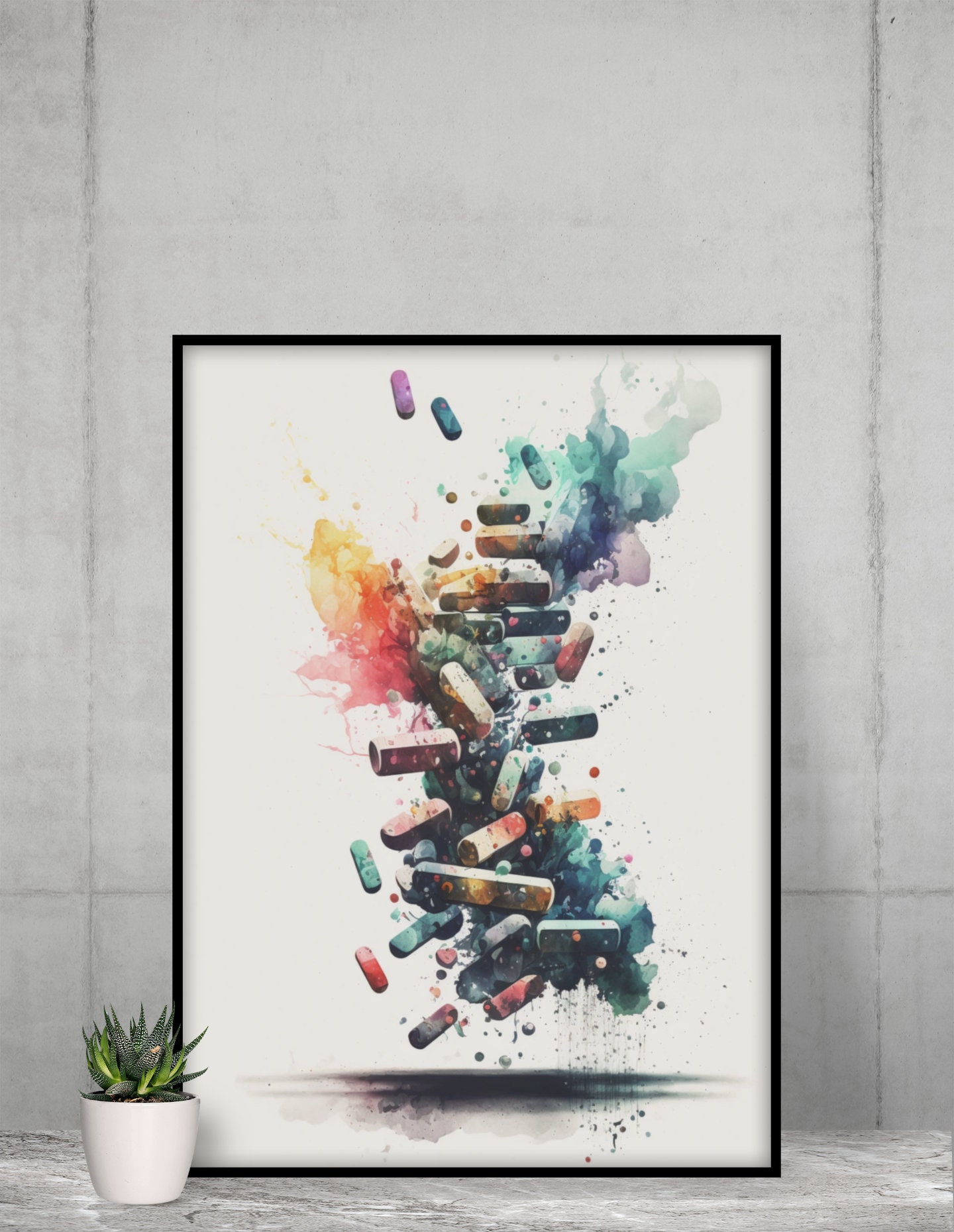 Pharmacy Watercolor Art Print: Capsules and Tablets (digital Download ...