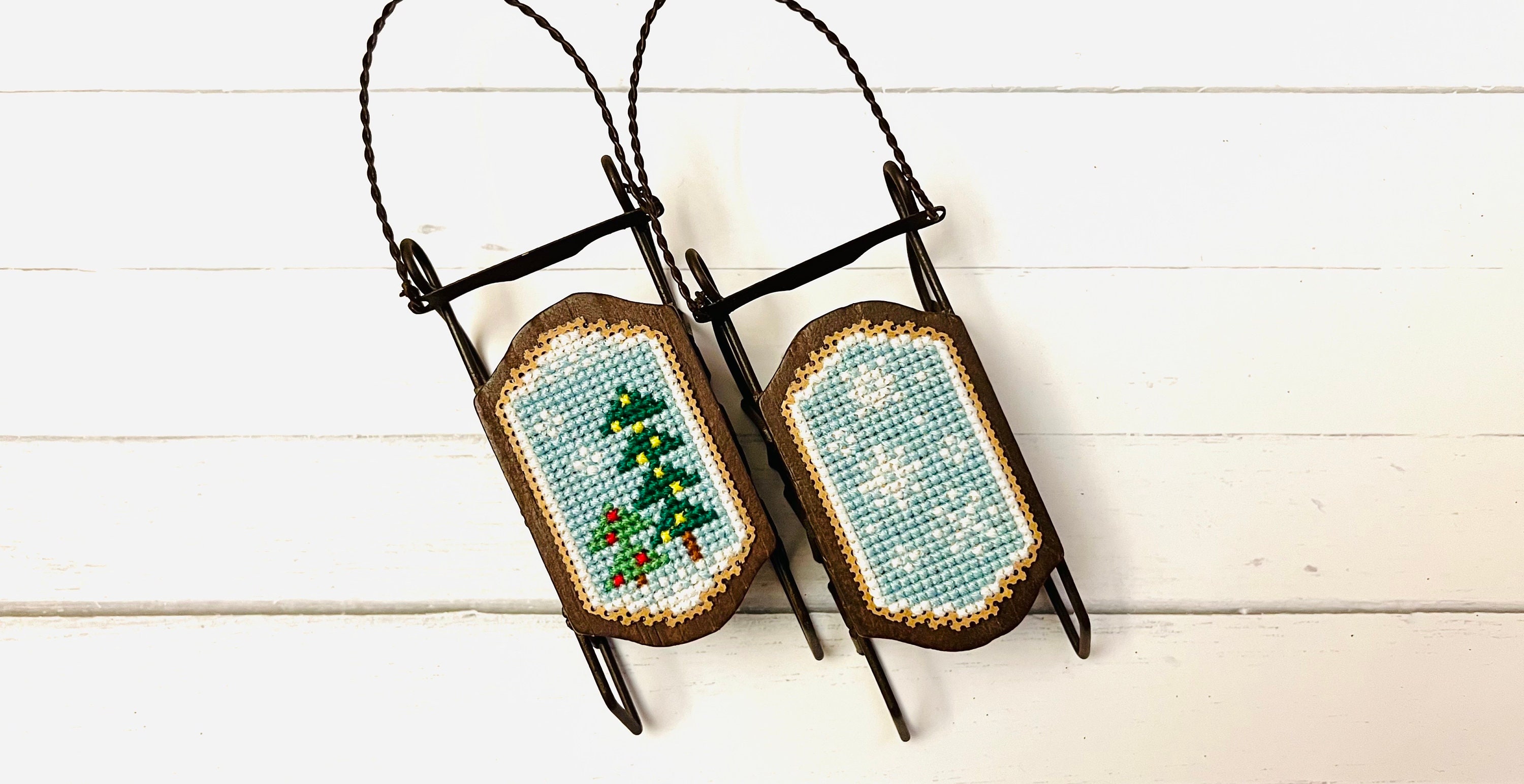 PDF Winter Sleds Cross Stitch Pattern, Ornament, Christmas, Tree ...