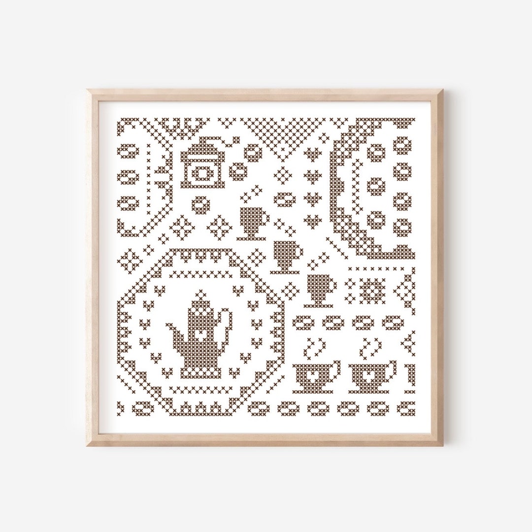 PDF Quaker, Sampler, Cross Stitch Pattern, Ornament, Coffee, Cross ...